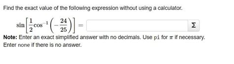 Solved Find The Exact Value Of The Following Expression Chegg
