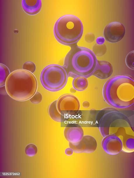여러 가지 색상의 모양으로 디지털 일러스트를 렌더링하는 3d 필드 깊이가 있는 부동 액체 방울 0명에 대한 스톡 사진 및 기타 이미지 Istock
