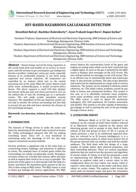 Iot Based Intelligent Gas Leakage Detector Using Arduinopptx