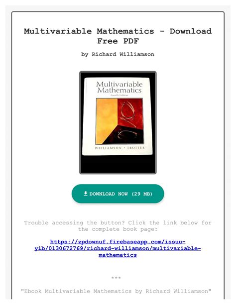 Ebook Multivariable Mathematics By Richard Williamson By