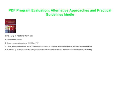 Ppt Pdf Program Evaluation Alternative Approaches And Practical Guidelines Kindle Powerpoint