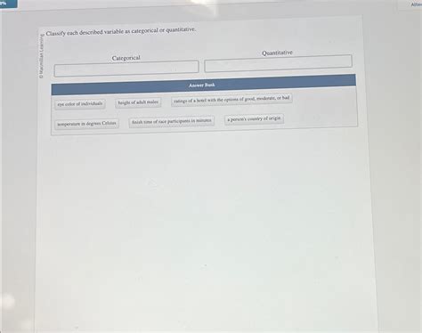 solved atterclassify each described variable as categorical