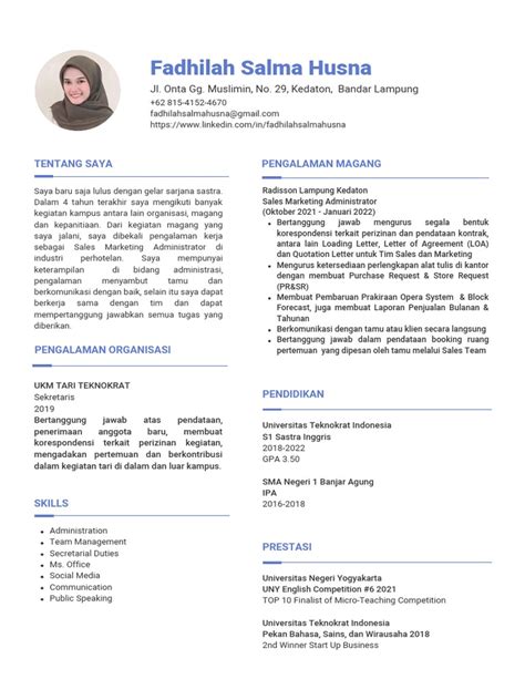 CV Fadhilah Salma Husna | PDF