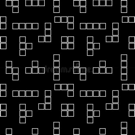 Monochrome Tetris Shape Vector Illustration Seamless Pattern Design Template Editorial