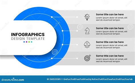 Infographic Template Blue Circle With 4 Steps And Text Stock Vector Illustration Of