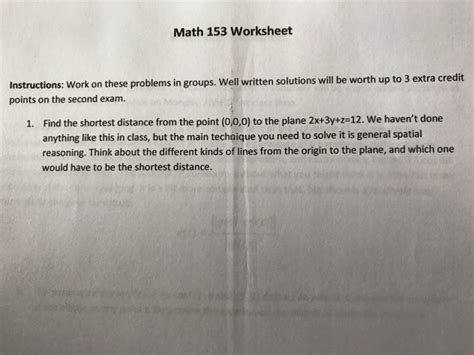 solved math 153 worksheet instructions work on these