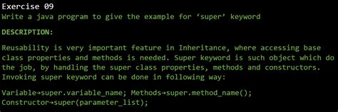 Solved Exercise 09 Write A Java Program To Give The Example