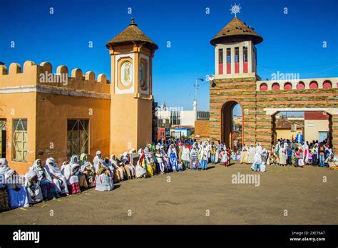 Pilgrims At The Easter Ceremony Coptic Cathedral Of St Mariam Asmara