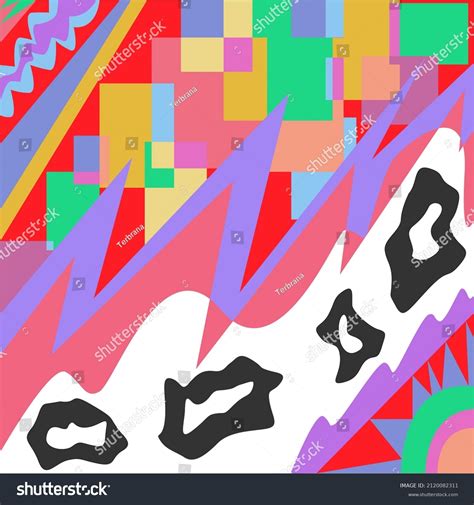 geometric pattern squares triangles ovals multicolored stock vector