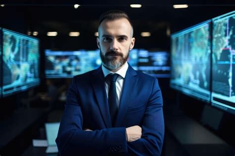 Premium Photo Portrait Of A Sophisticated Information Security Analyst In A Modern Office With