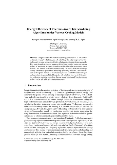 Pdf Energy Efficiency Of Thermal Aware Job Scheduling Algorithms