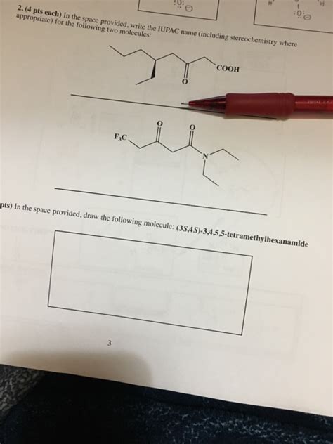 Solved In The Space Provided Write The IUPAC Name Chegg Com