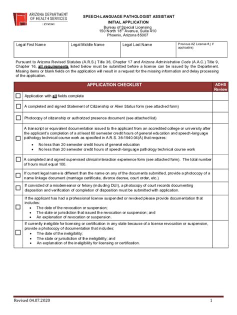 Speech Language Pathologist Assistant Initial Application Fill Out And Sign Online Dochub
