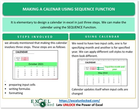 Make A Calendar Using The Sequence Function Excel Unlocked