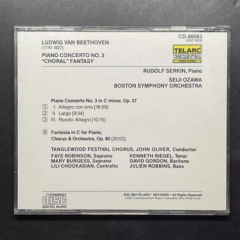 Telarc 《贝多芬：第三号钢琴协奏曲，合唱幻想曲》 塞尔金，小泽征尔 古典发烧cd唱片 古典lp、cd唱片行 音响贵族网