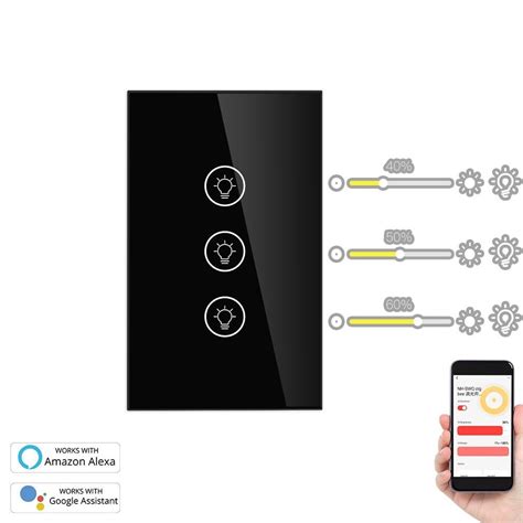 Zigbee 3gang Us Black Smart Light Dimmer Switch Smart Switch And Electrical Switch