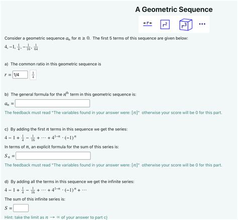 Solved Consider A Geometric Sequence An For N The First Chegg