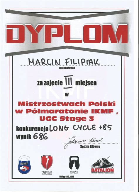 marcin filipiak dyplomy CF Gorzów Wlkp