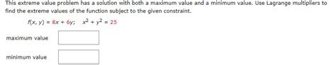 solved this extreme value problem has a solution with both a