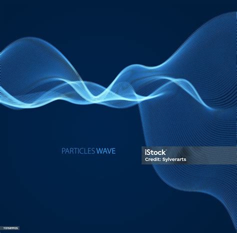 흐르는 에너지 입자 어둠을 통해 혼합 점의 물결 곡선 점선 3d 라인 벡터 일러스트입니다 빛나는 빛나는 효과와 3d 미래 기술