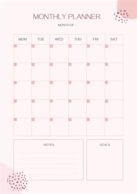 Monthly Planner Canva Template