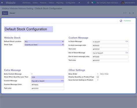 Odoo Website Product Stock Webkul