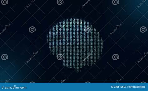 3d Rotating Brain Model With Binar Cod Motion Graphic Of Digital Brain Deep Learning Computer