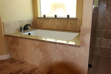 The Custom Undermount Tub Was Captured In Travertine Marble Modern Bathroom Austin By T