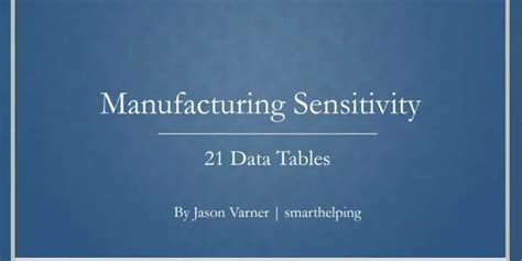 Manufacturing Sensitivity Analysis Template Efinancialmodels