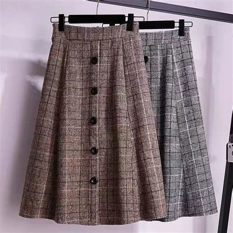 High Waist Plaid Woolen Skirt Long Plus Size 4xl 100kg 2022 Autunm And