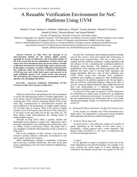 Pdf A Reusable Verification Environment For Noc Platforms Using Uvm