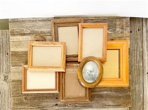 Vintage Dark Wood Frames Assorted Set Of 7 Picture Frames Etsy