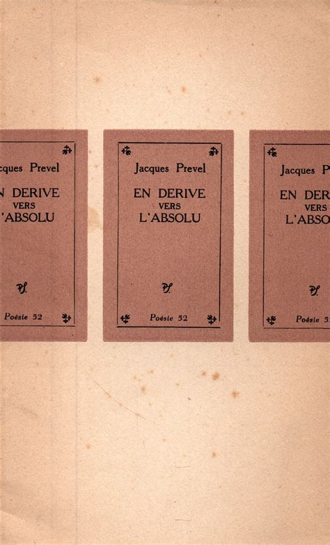 En Derive Vers Labsolu By Jacques Prevel Bon Couverture Souple 1952 1ère Édition Jp Livres