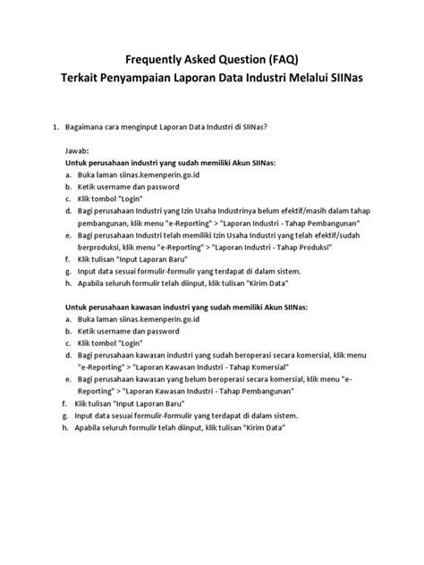 frequently asked question terkait siinas pdf