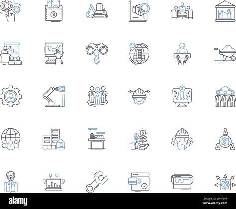 Manufacturing Plant Line Icons Collection Production Assembly