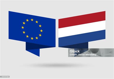 Eu와 네덜란드 플래그 유럽 연합과 네덜란드 국가 상징 벡터 그림입니다 0명에 대한 스톡 벡터 아트 및 기타 이미지 0명 3차원 형태 Schengen
