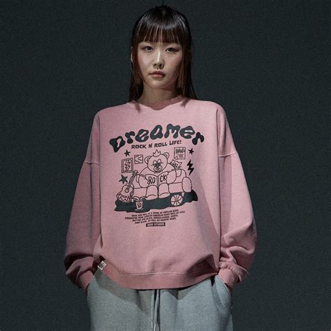 드림 베어 피그먼트 스웨트셔츠 핑크 감도 깊은 취향 셀렉트샵 29cm