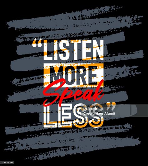 Listen More Speak Less Motivational Quotes Stroke Stock Illustration