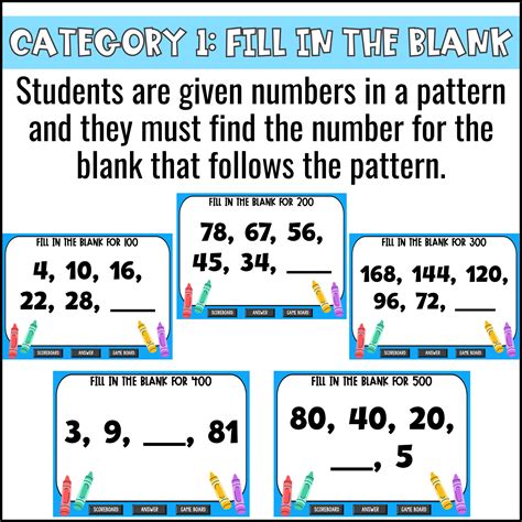 Arithmetic Patterns Game Show For 3rd Grade Math Review Fun In 5th