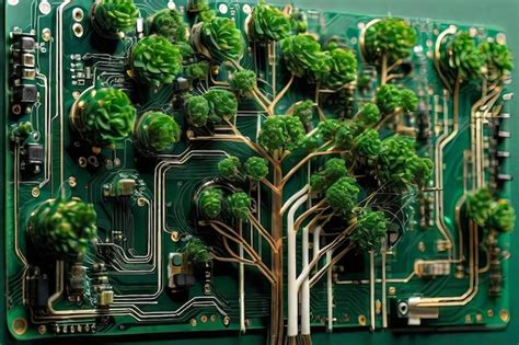 Premium AI Image Nature And AI Driven Technology Trees Emerging From