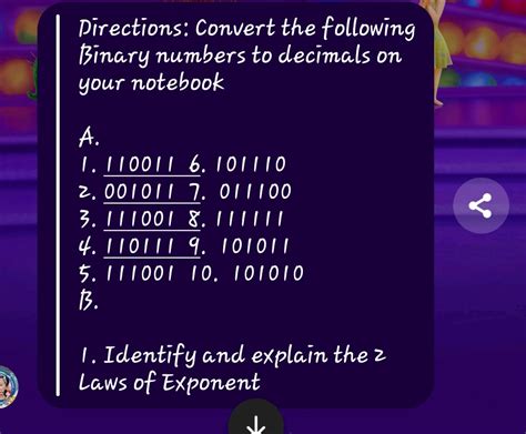 Directions Convert the following Binary | StudyX