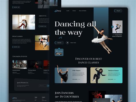 music landing page dancing on behance