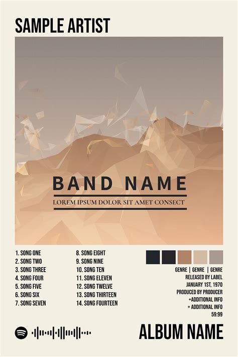 Album Art Tracklist Poster Template Fully Editable PSD AFDESIGN Etsy