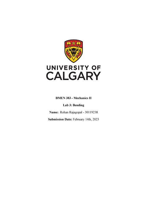 BMEN Lab Bending Biomedical BMEN Mechanics II Lab Bending Name Rohan