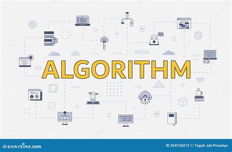 Algorithm Concept With Icon Set With Big Word Or Text On Center Stock