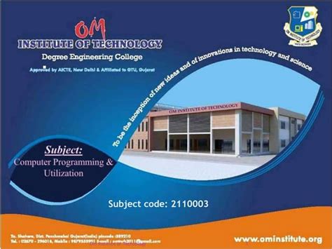 Computer Programming And Utilization 2110003 Ppt