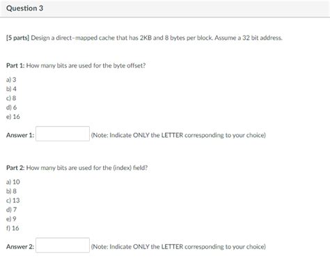 Solved Question Parts Design A Direct Mapped Cache Chegg
