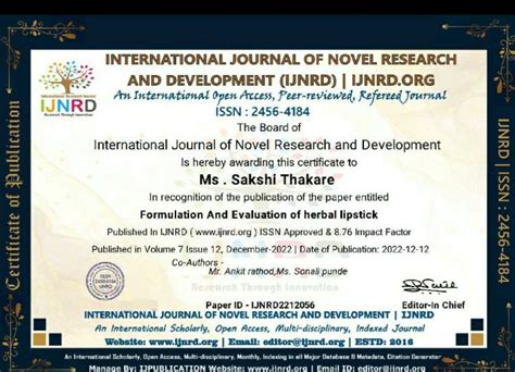 Sakshi Thakare On Linkedin Farmulation And Evaluation Of Herbal Lipstick