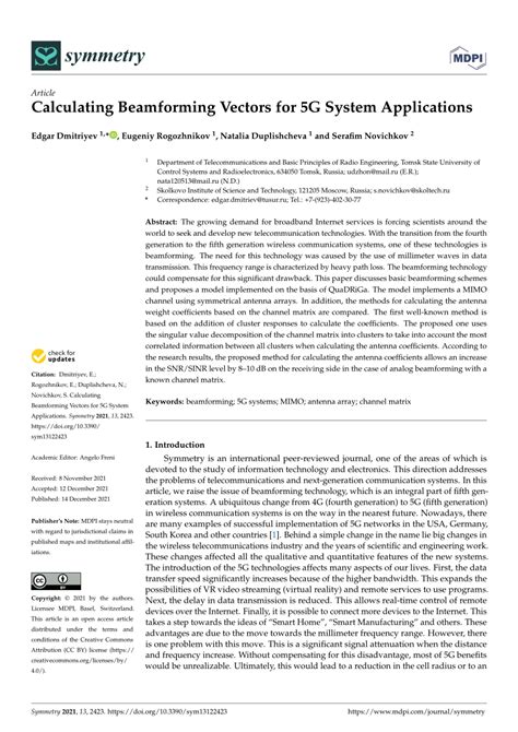 Pdf Calculating Beamforming Vectors For 5g System Applications