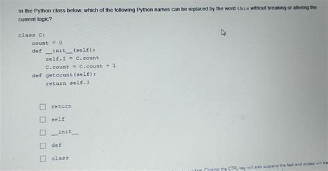 Solved In The Python Class Below Which Of The Following
